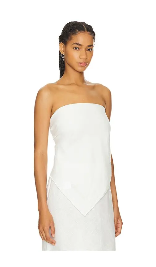 Enza Costa Linen Scarf Top In White