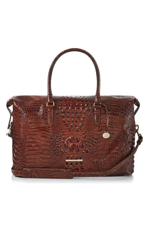 Brahmin Duxbury Croc Embossed Leather Duffle Bag
