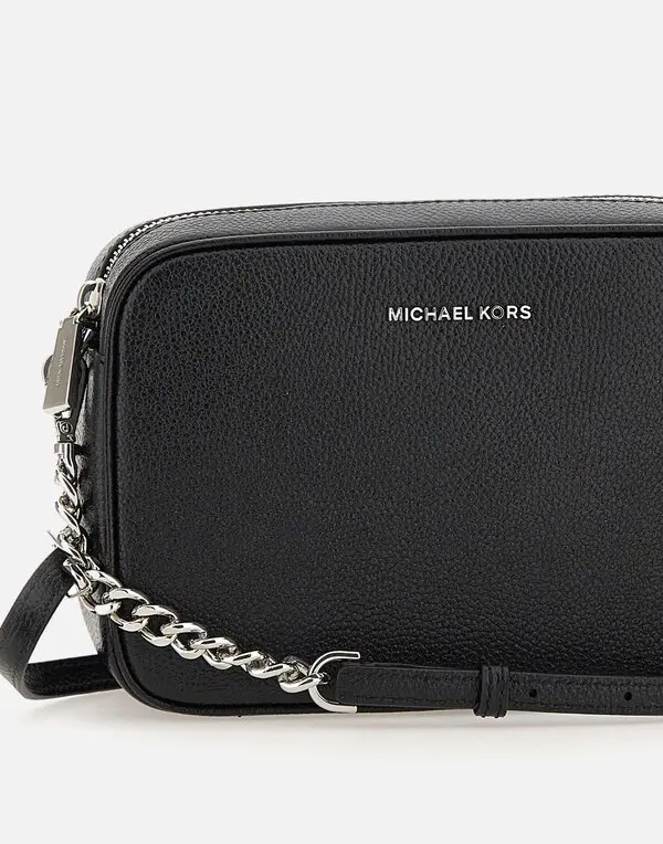 Michael Kors Leather Camera Bag With Silver Finishes