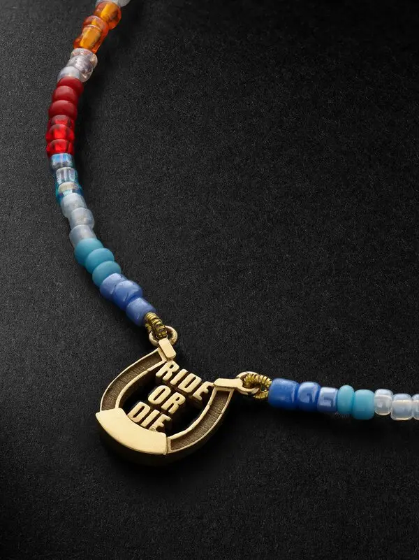 Established Ride Or Die Karat Gold Beaded Pendant Necklace