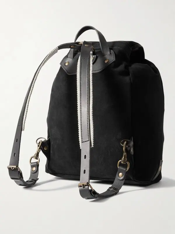BLEU DE CHAUFFE Camp Leather-trimmed Suede Backpack