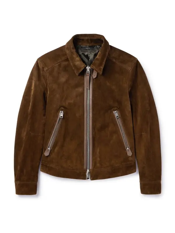 TOM FORD Leather-trimmed Suede Bomber Jacket