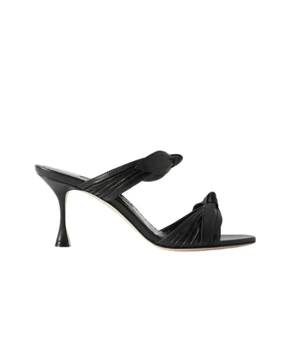 Manolo Blahnik Lollo 70 Bow-embellished Leather Mules