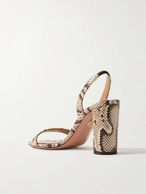 AQUAZZURA So Nude 85 Snake-effect Leather Slingback Sandals