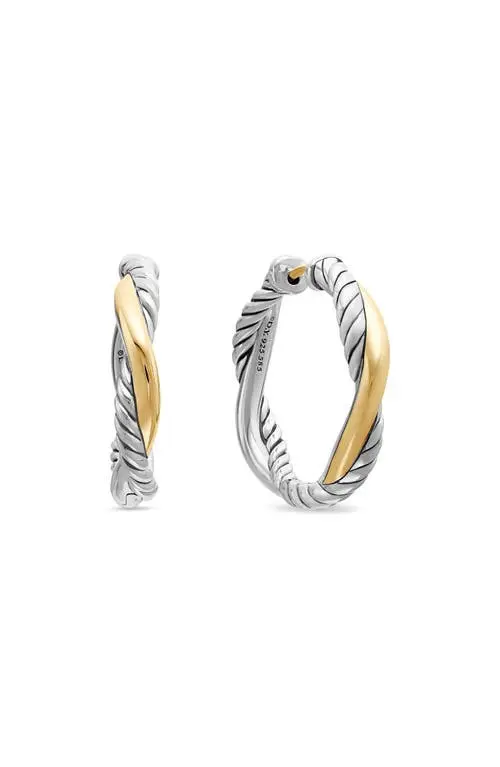 David Yurman Petite Infinity Hoop Earrings - Sterling Silver With 14k Gold