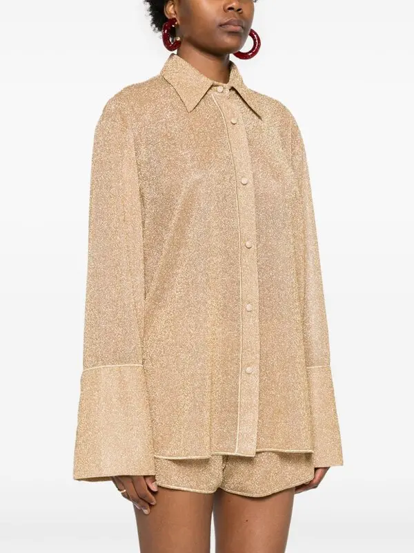 Oseree Lumière Metallic-effect Shirt - Gold