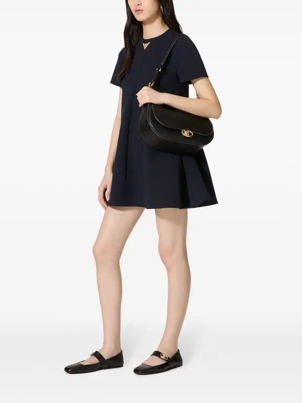 Valentino Garavani Ohval Leather Shoulder Bag - Black