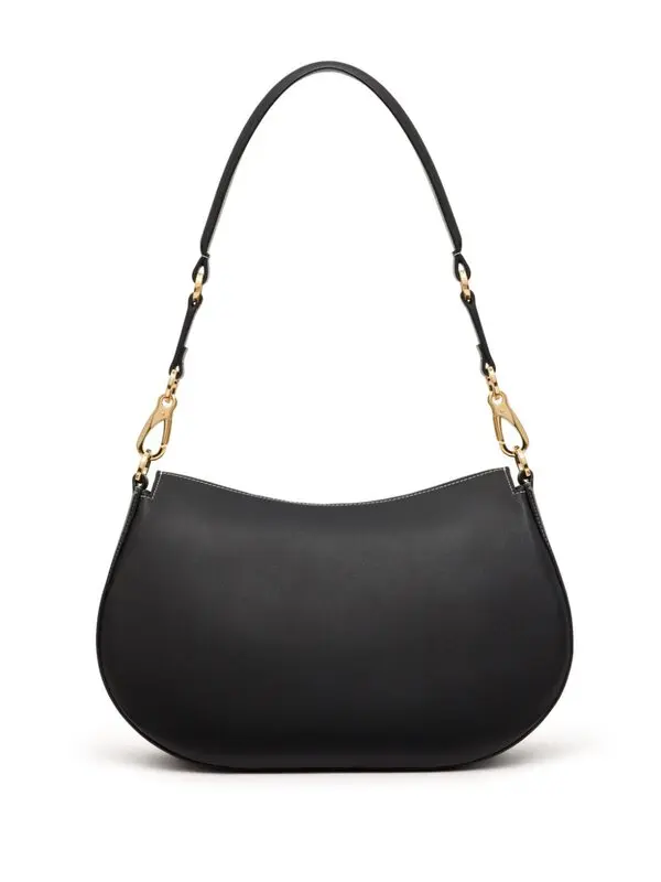 Valentino Garavani Ohval Leather Shoulder Bag - Black