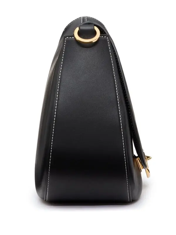 Valentino Garavani Ohval Leather Shoulder Bag - Black