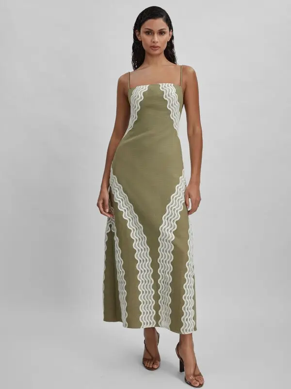 Significant Other Eleni Lace Trim Midi Dress