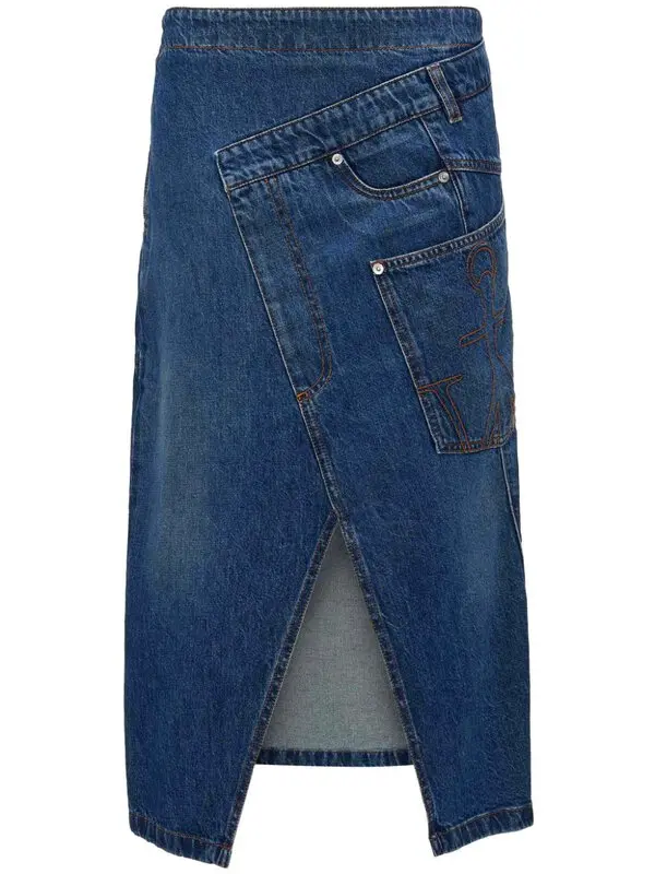 JW Anderson Wrap-design Denim Skirt - Blue