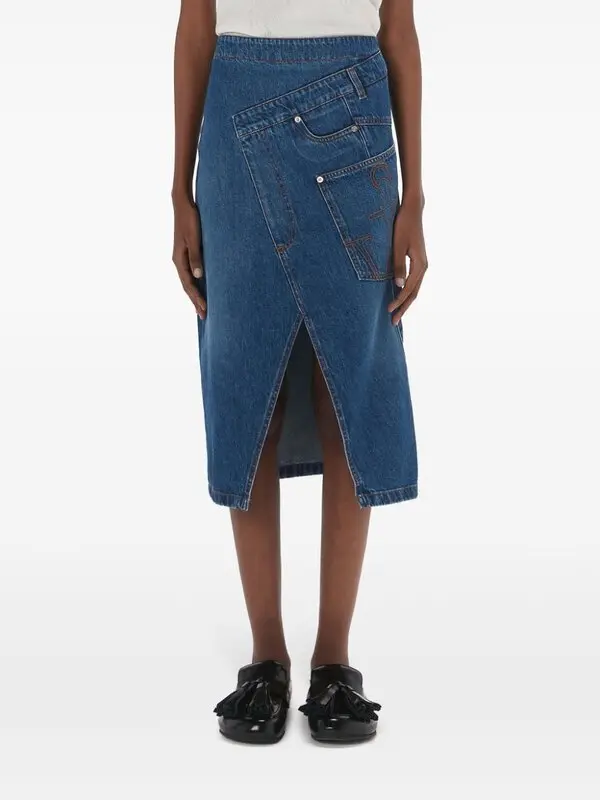 JW Anderson Wrap-design Denim Skirt - Blue