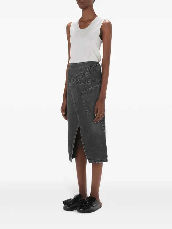 JW Anderson Twisted Denim Midi Skirt - Grey