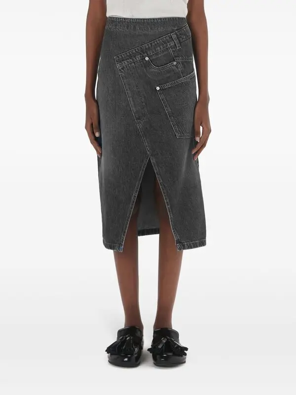 JW Anderson Twisted Denim Midi Skirt - Grey