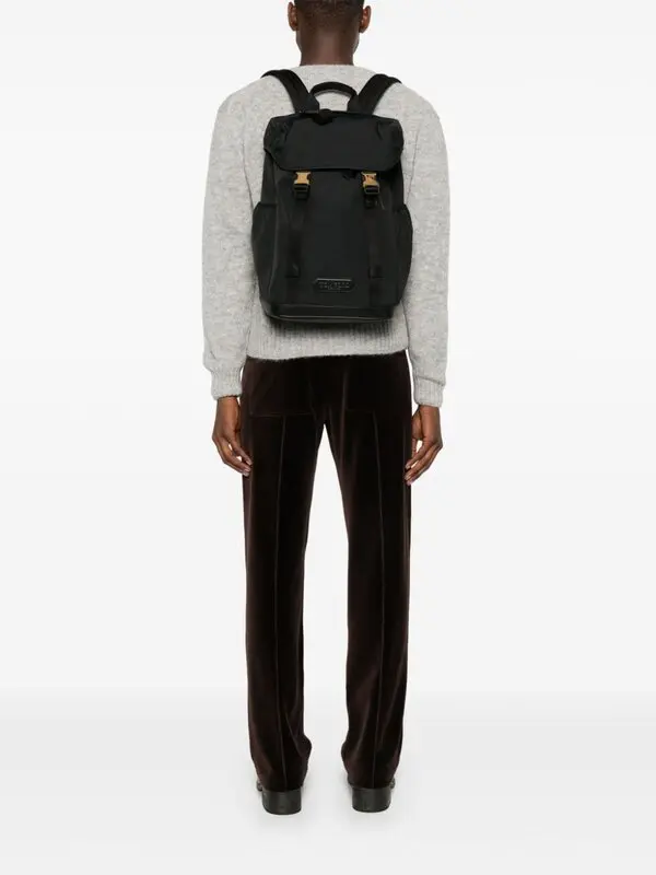 TOM FORD Buckle-straps Drawstring Backpack - Black