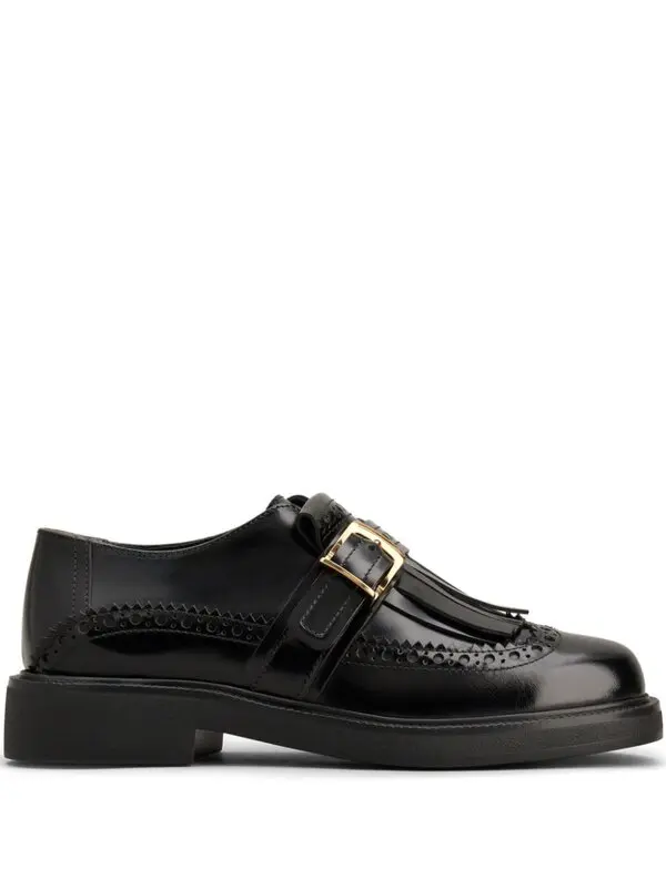 TOD'S Fringe-detail Leather Loafers - Black