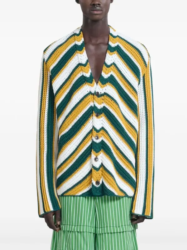 Marni Diagonal Stripe V-neck Cardigan