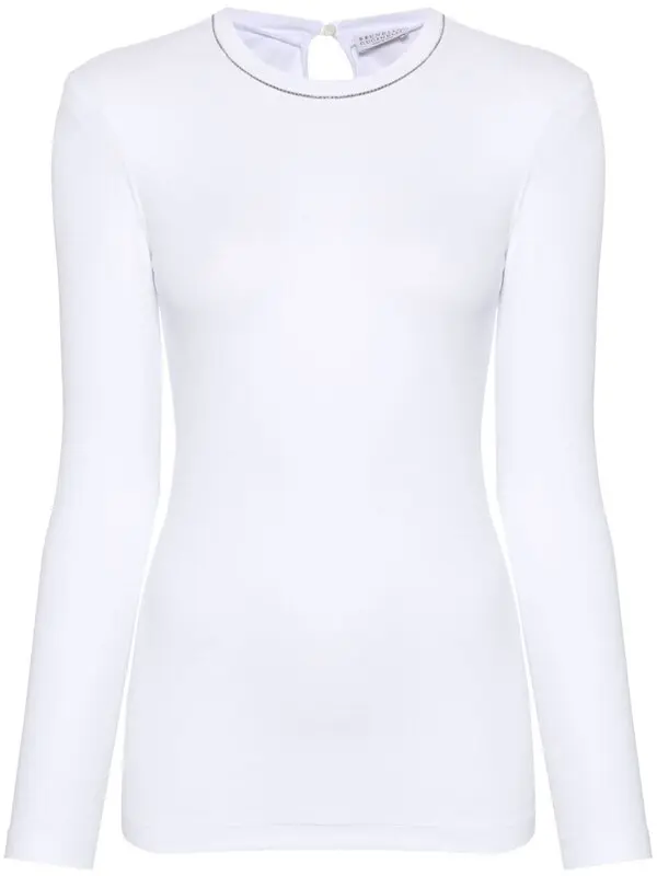 Brunello Cucinelli Beaded Trimmed T-shirt