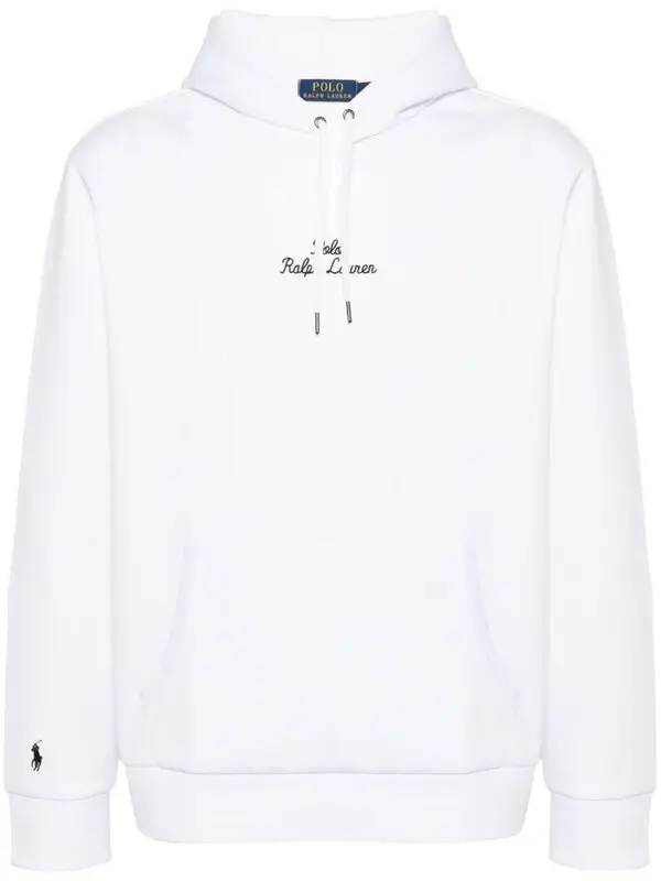 Polo Ralph Lauren Embroidered Logo Cotton Blend Hoodie - White