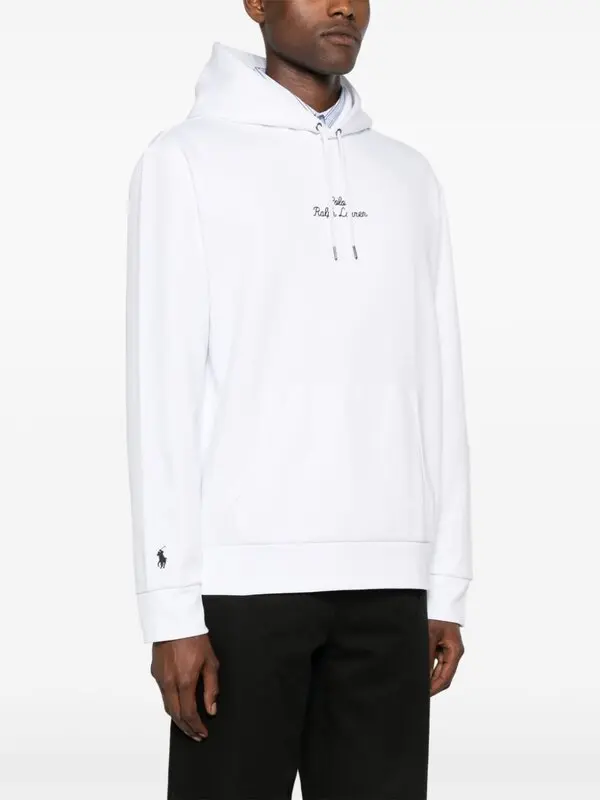 Polo Ralph Lauren Embroidered Logo Cotton Blend Hoodie - White