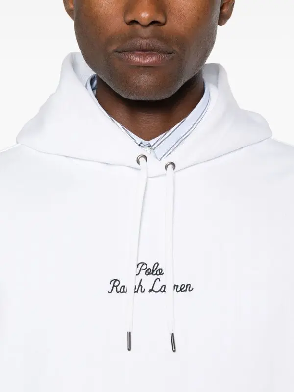 Polo Ralph Lauren Embroidered Logo Cotton Blend Hoodie - White