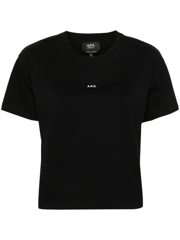 A.p.c. Logo-print Cropped T-shirt - Black