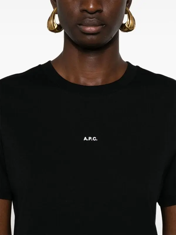 A.p.c. Logo-print Cropped T-shirt - Black