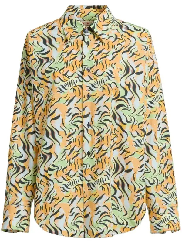 Marni Abstract-print Long-sleeve Shirt