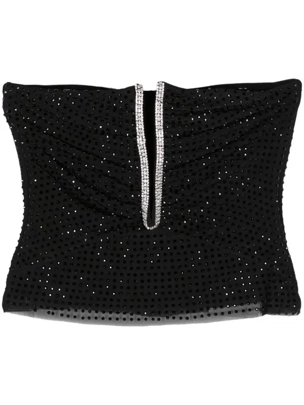 SELF-PORTRAIT Rhinestone-embellished Strapless Top