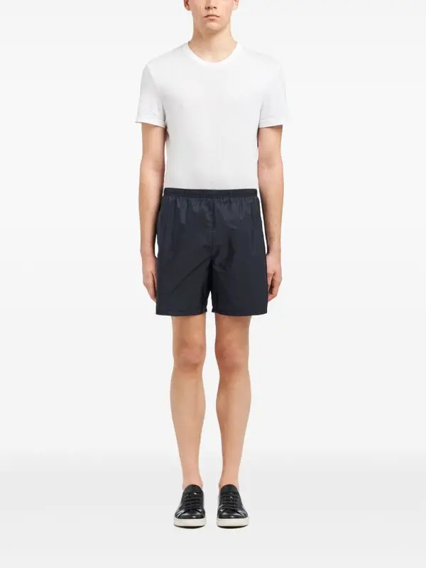 Prada Logo Patch Recycled Nylon Swim Shorts - Blue