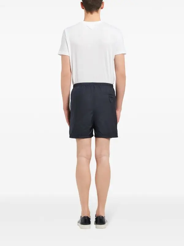 Prada Logo Patch Recycled Nylon Swim Shorts - Blue