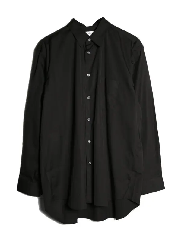 Comme Des Garçons Curved-hem Wool Shirt - Black