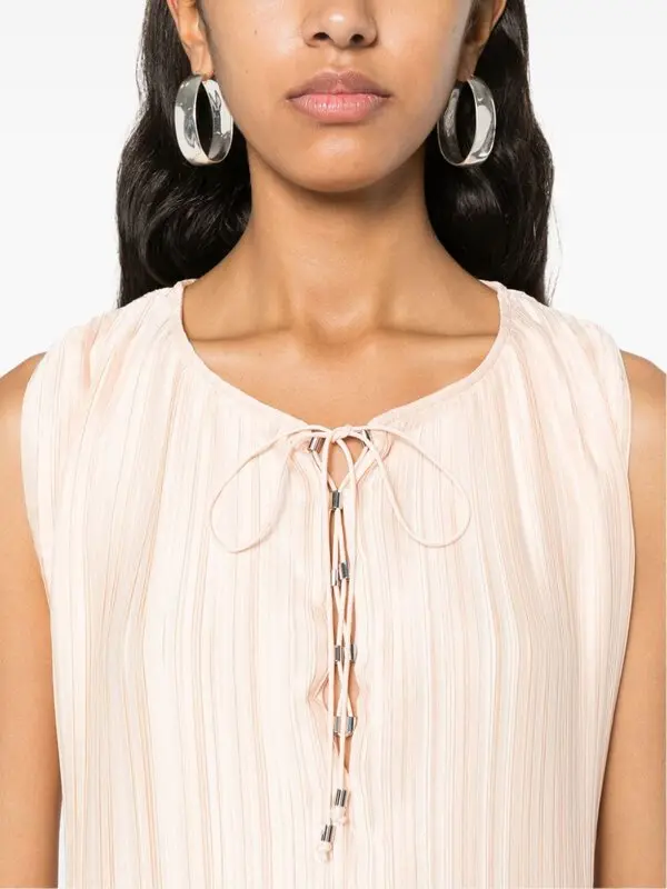 LANVIN Drawstring Plissé Blouse