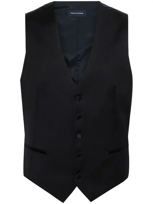 Tagliatore V-neck Paneled Waistcoat - Blue