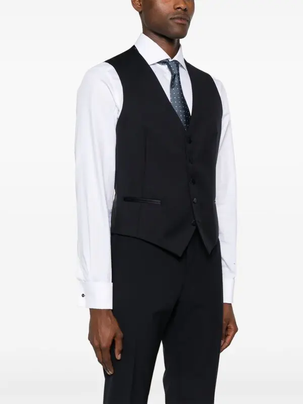 Tagliatore V-neck Paneled Waistcoat - Blue