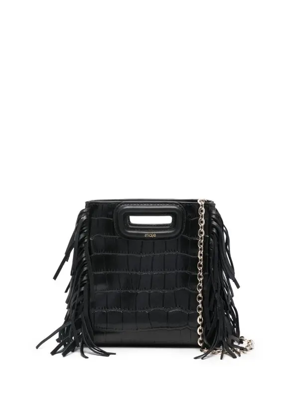 Maje Fringed Mini Bag - Black
