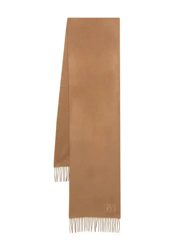 Max Mara Embroidered-logo Cashmere Scarf - Brown