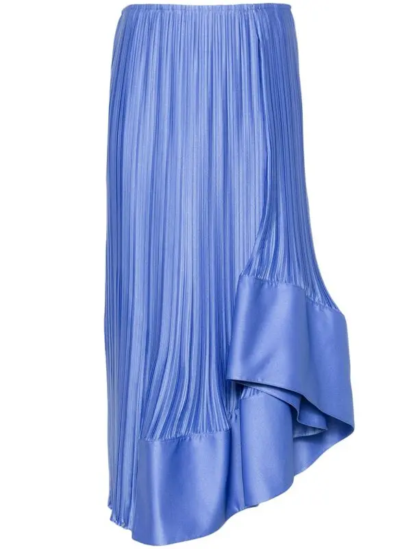 LANVIN Asymmetric Plissé Midi Skirt