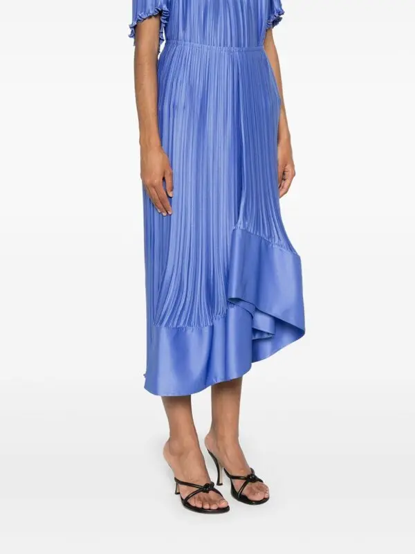 LANVIN Asymmetric Plissé Midi Skirt