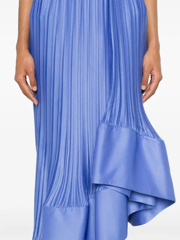 LANVIN Asymmetric Plissé Midi Skirt