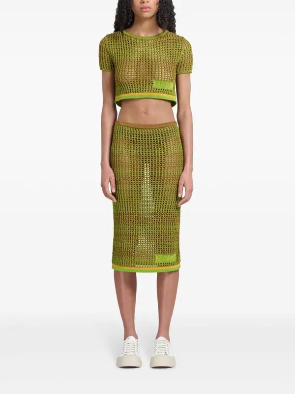 Marni Open-knit Cotton Midi Skirt