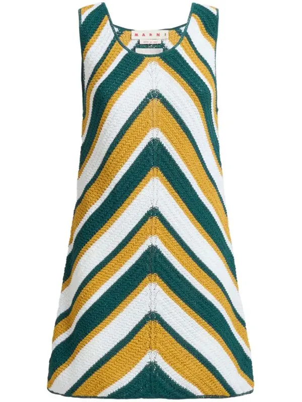 Marni Striped Knitted Mini Dress - Green