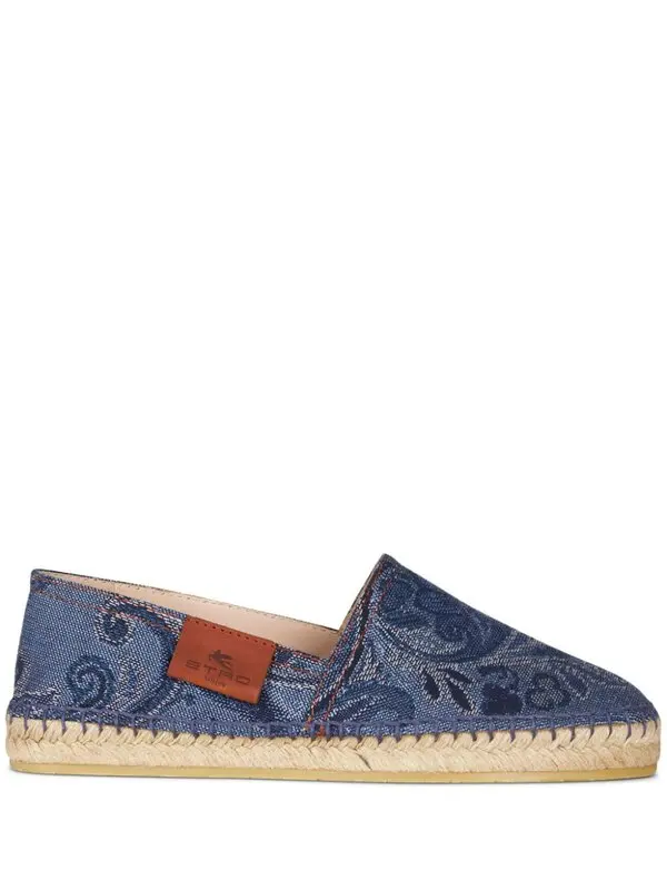 Etro Paisley-print Denim Espadrilles - Blue