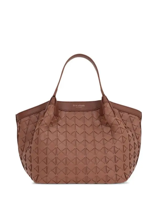 SERAPIAN Mosaico Mini Tote Bag - Brown
