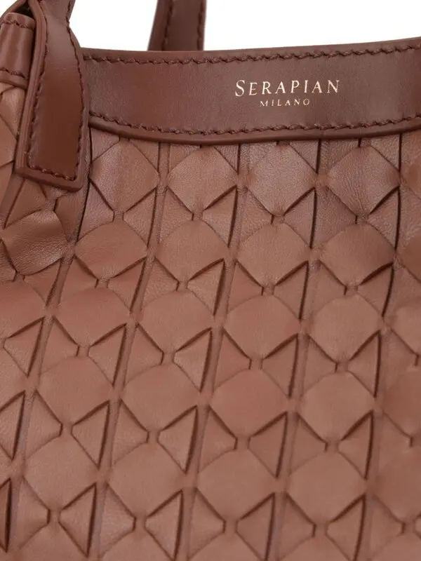 SERAPIAN Mosaico Mini Tote Bag - Brown
