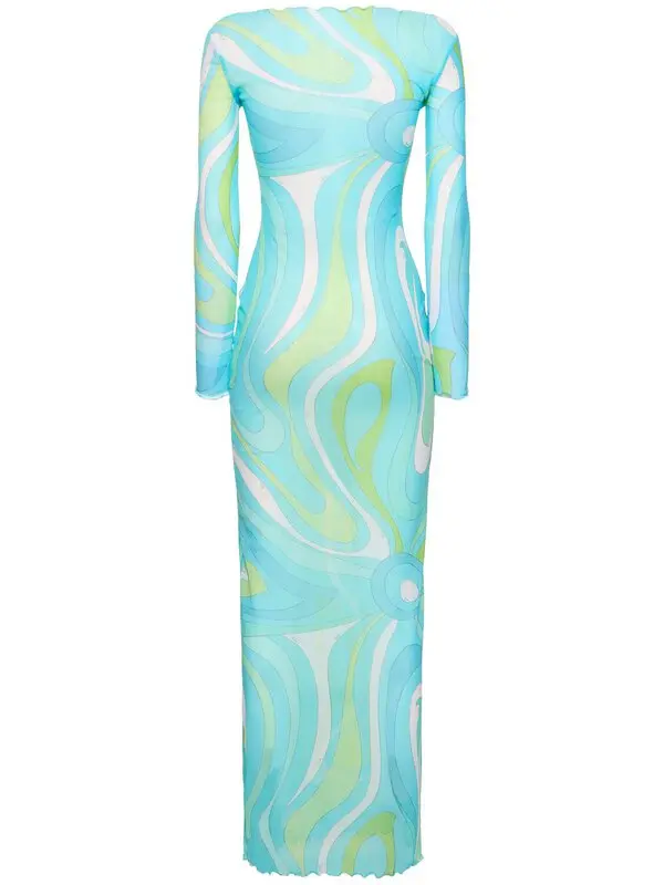 Emilio Pucci Printed Mesh Long Dress