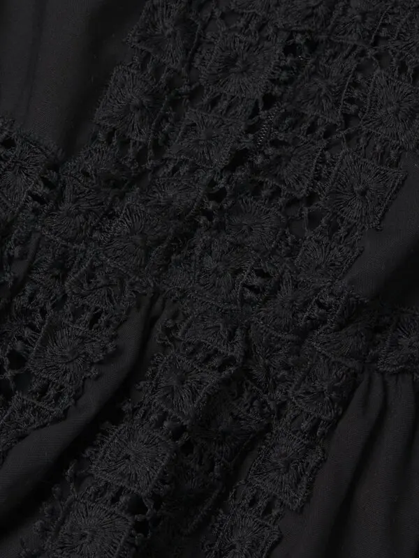 Peixoto Piper Lace-trimmed Cotton Minidress - Black