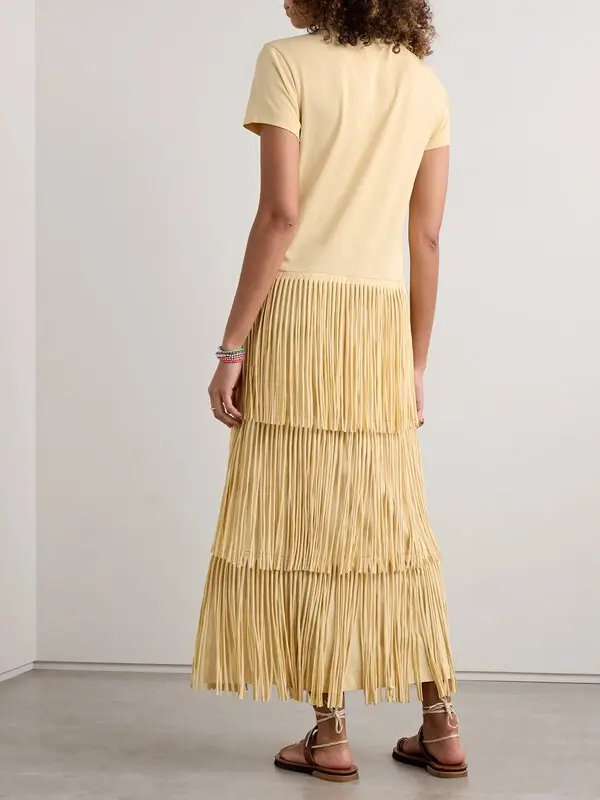 Farm Rio Summer In The Tropics' Fringed Printed Cotton-Jersey Maxi Dress -  Neutrals | Editorialist