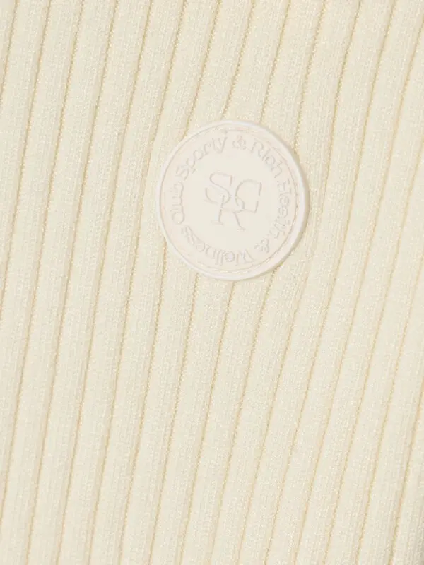 SPORTY & RICH Appliquéd Ribbed-knit Polo Shirt
