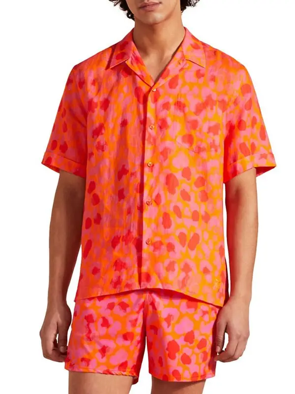 Vilebrequin New Leopard Linen Camp Shirt